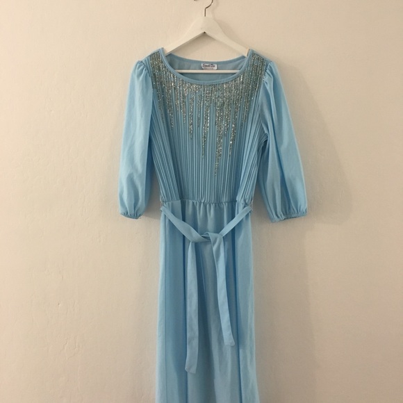 Vintage | Dresses | Vintage Baby Blue Midi Night Dress | Poshmark
